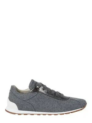 Brunello Cucinelli Wool Leather-trim Sneakers - Grey