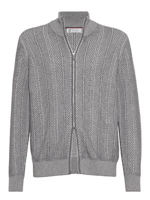 Brunello Cucinelli Cashmere Stitched-detail Cardigan - Grey