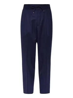 Brunello Cucinelli Virgin Wool Drawstring Leisure Trousers - Blue