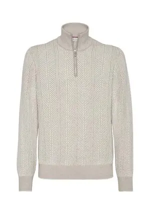 Brunello Cucinelli Cashmere Quarter-zip Sweatshirt - White
