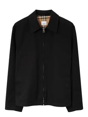 Burberry Cotton Gabardine Harrington Jacket - Black