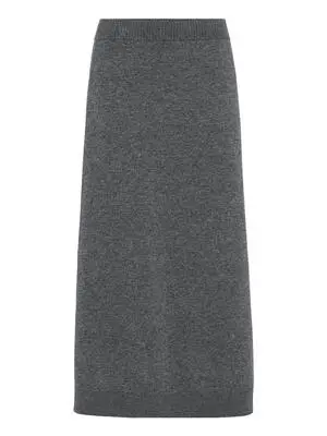 Brunello Cucinelli Cashmere Double-knit Midi Skirt - Grey