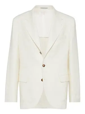 Brunello Cucinelli Wool-cashmere-silk Deconstructed Blazer - White