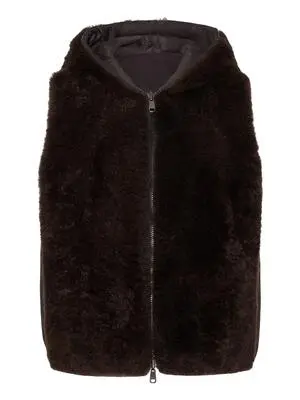Brunello Cucinelli Cashmere Hooded Zip Vest - Brown