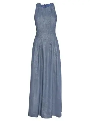 Brunello Cucinelli Linen-blend Sparkling Midi Dress - Blue