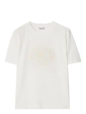 Burberry Cotton T-Shirt With Equestrian Knight Embroidery Ivory