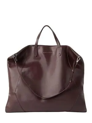 Brunello Cucinelli Large Leather BC Duo Shopper Bag Purple