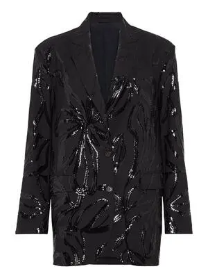 Brunello Cucinelli Embellished Single-breasted Blazer - Black