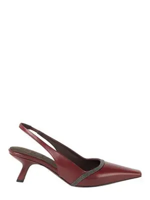 Brunello Cucinelli Leather Slingback Heels 65 - Red