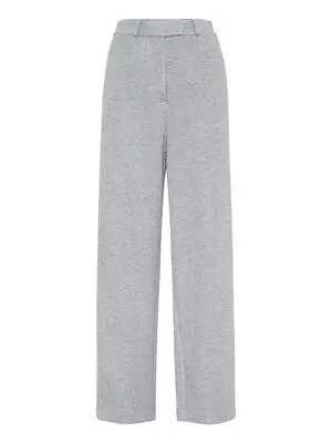 Brunello Cucinelli Sparkling Piqué Wide-leg Trousers - Grey