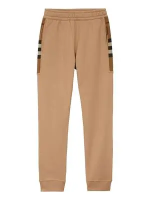 Burberry Cotton-blend Check-trim Sweatpants - Nude