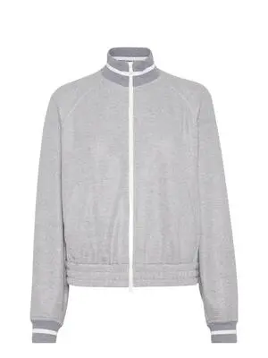 Brunello Cucinelli Sparkling Piqué Zip-up Sweatshirt - Grey