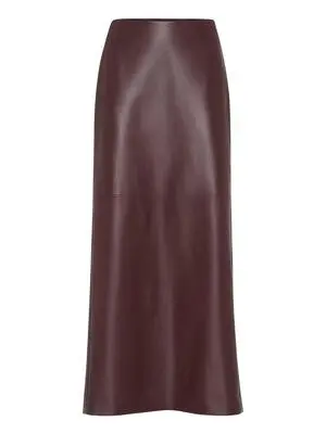 Brunello Cucinelli Nappa Leather Maxi Skirt - Red