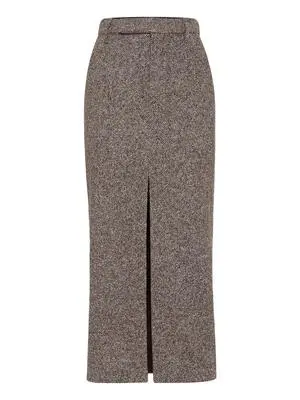 BRUNELLO CUCINELLI Wool-Silk Mélange Pencil Skirt