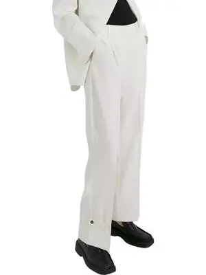 HERSKIND Pleated Trousers With Button Hem - White