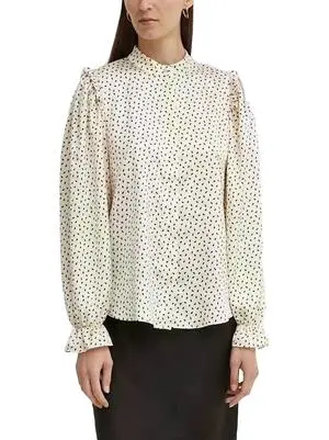 BRUUNS BAZAAR Ruffled Print Blouse - White
