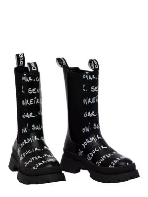 Desigual Lettering-print Chelsea Boots - Black