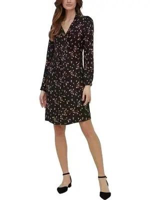 Sisley Floral-print Buttoned Midi Day Dress - Black