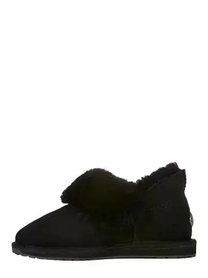 EMU AUSTRALIA Sheepskin Fur-trimmed Slippers - Black