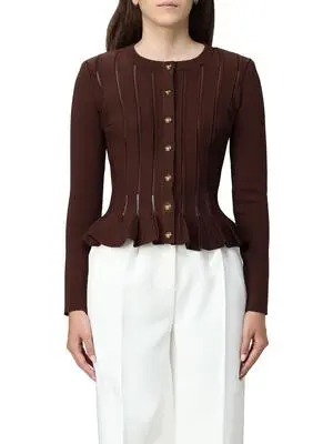 Elisabetta Franchi Long Sleeve Buttoned Sweater - Brown