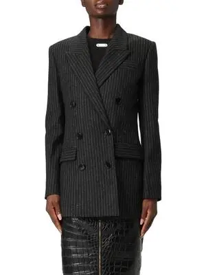 Isabel Marant Striped Double-Breasted Jacket Grey