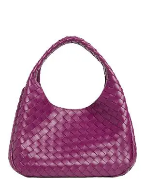 Bottega Veneta Intrecciato Leather Campana Shoulder Bag Beetroot