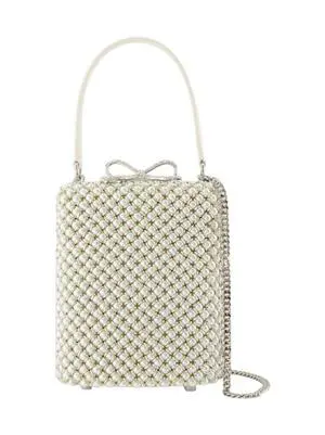 SELF-PORTRAIT Pearl Embellished Mini Bag - White