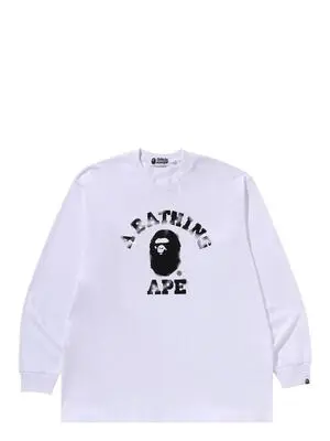 A BATHING APE College Relaxed Fit Long-sleeve Tee - White