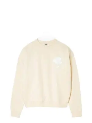 Sandro Floral-appliqué Relaxed-fit Cotton Sweatshirt - Butter Cream