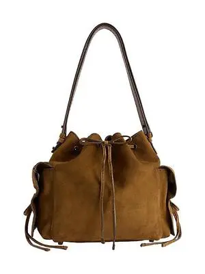 Acne Studios Multi-pocket Mini Suede Bucket Bag - Cognac Brown