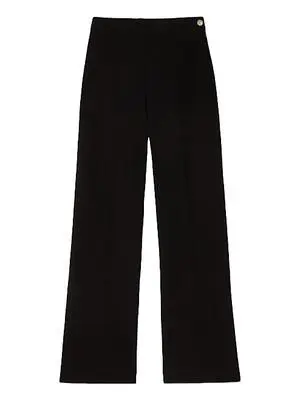 Sandro Button-embellished Wide-leg Trousers - Black