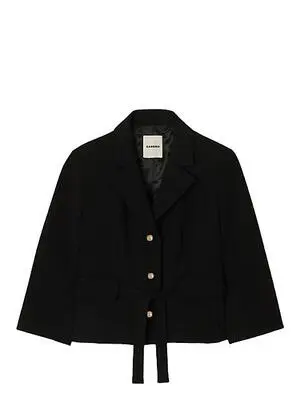 Sandro Notch-lapel Cropped Jacket - Black