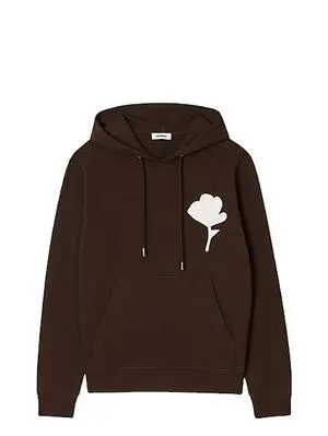 Sandro Floral-appliqué Relaxed-fit Cotton Hoody - Chocolate