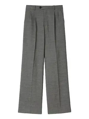 Sandro Straight-leg High-rise Stretch Wool-blend Trousers - Grey