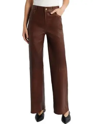 FRAME Le Slim Palazzo Leather Pants - Cedar