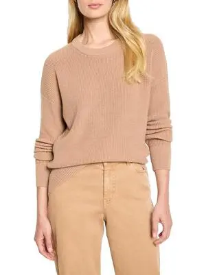 NIC+ZOE Shaker Stitch Crewneck Cotton-blend Sweater - Burro