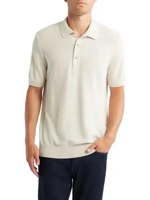 BOSS Iannotti Cotton Blend Polo Open White