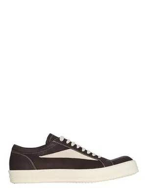 Rick Owens Vintage Nubuck And Suede Low-top Sneakers - Brown/milk/milk