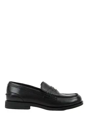 Karl Lagerfeld Leather-plaque Loafers - Black