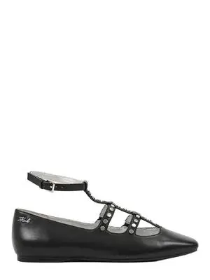 Karl Lagerfeld Studded Caged Ballet Flats - Black