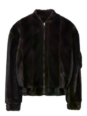 MAISON MARGIELA Faux-fur Zip-front Bomber Jacket - Brown