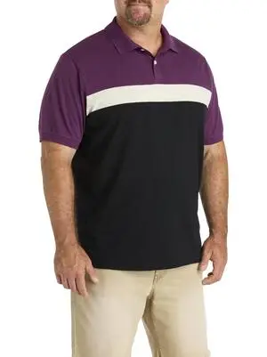 HARBOR BAY BY DXL Big & Tall Chest-striped Polo Shirt - Plum Multi