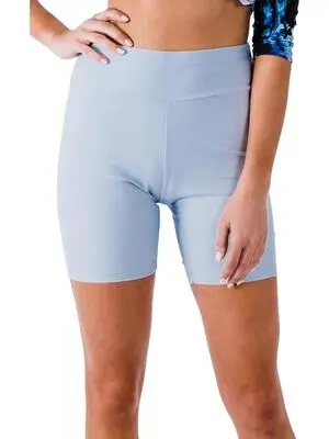 CALYPSA Mid-thigh Swim Shorts - Dusty Blue