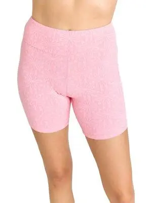 CALYPSA Mid-thigh Swim Shorts - Primrose Pink (textured)
