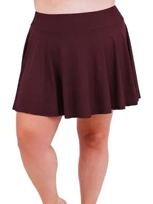 CALYPSA Flowy Swim Skirt With Shorts - Wine