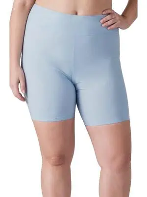 CALYPSA Mid-thigh Swim Shorts - Dusty Blue
