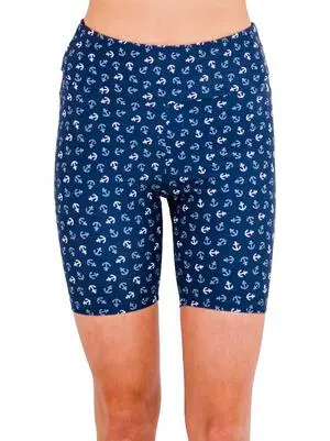 CALYPSA Mid-thigh Swim Shorts - Navy Achors