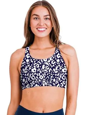 CALYPSA Racerback Swim Bra With Removable Cups - Wild Navy
