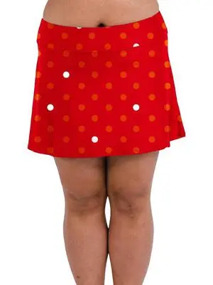 CALYPSA Short Swim Skort With Built-In Shorts Dotty Pattern