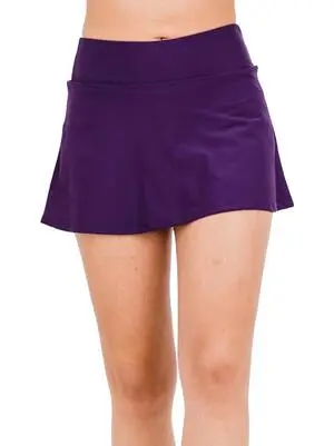 CALYPSA Short Swim Skort With Built-In Shorts Eggplant